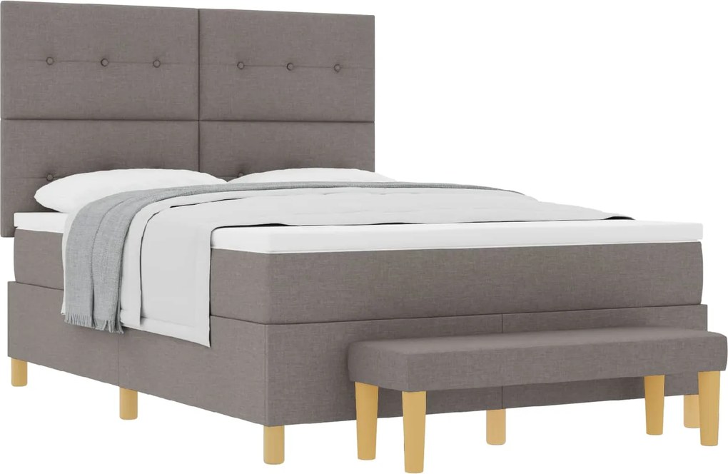 Postel s boxspringem s čelo Taupe 140 x 200 cm textil 3344307
