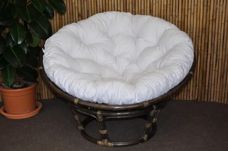 Axin Trading s.r.o. Ratanový papasan 115 cm hnědý - polstr bílý