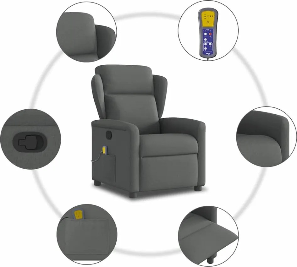 vidaXL Masážní polohovací křeslo textil [4015587] Barva: krémová