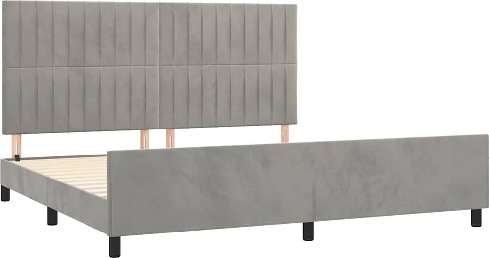 Rám postele bez matrace světle šedý 200 x 200 cm samet 3125897