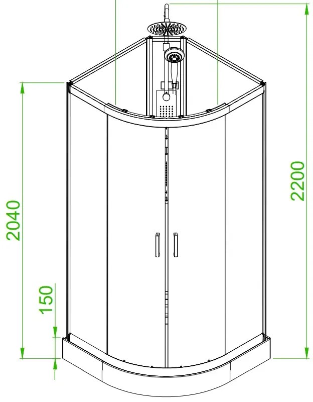 BPS-koupelny Hydromasážní box HYD-Porto 01A 80x80 cm chrom/transparent