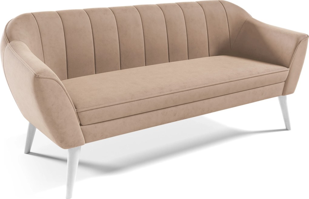 Eka Pohovka trojmístná VOJO, 183 cm Látka Velutto: Námořnická modř (Velutto 25), Výběr nohou: Bílé