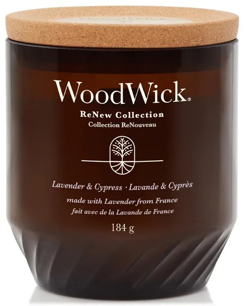 WoodWick – ReNew svíčka Lavender & Cypress (Levandule a cypřiš) Velikost: střední 184g