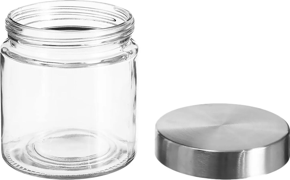 Skleněná nádoba na potraviny s víkem z nerezové oceli, 750 ml
