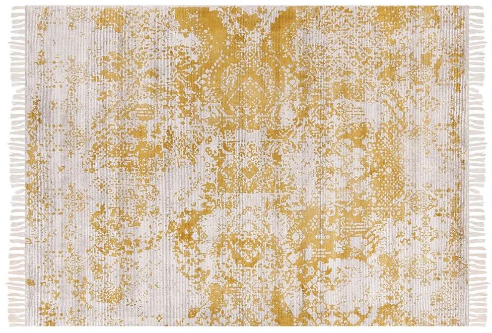 Vintage koberec 160 x 230 cm žlutý/ béžový BOYALI Beliani