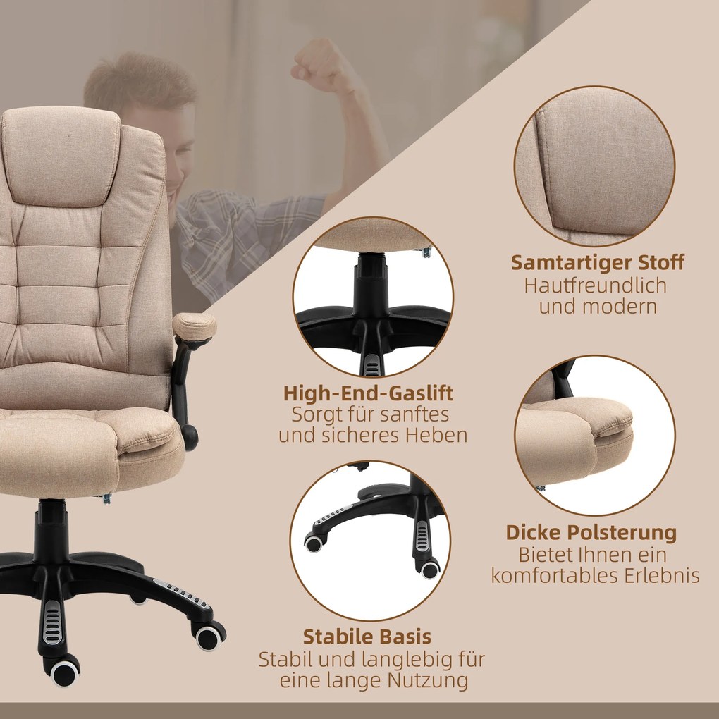 Kancelářská židle Vinsetto s vibrační masáží, ergonomická kancelářská židle s vyhříváním a funkcí polohování, výškově nastavitelná manažerská židle s…