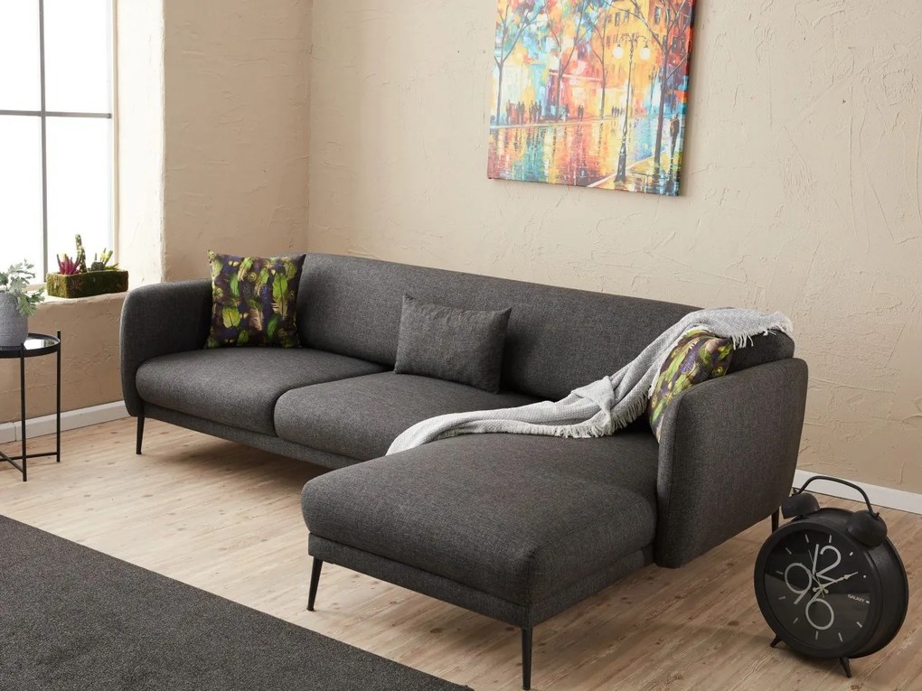 Hanah Home Rohová pohovka VENUS antracitová pravá 825BLC2762