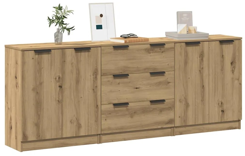 Příborníky 3 ks dub artisan 60x30x70 cm kompozitní dřevo 3329226