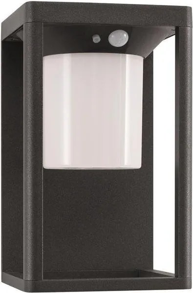 NV 9120621 Venkovní nástěnné svítidlo LOVETO antracitový hliník a akrylový difuzor LED 1.5W 3000K 3.7V 125st. IP65 solární / vypínač na těle / pohybový senzor - NOVA LUCE