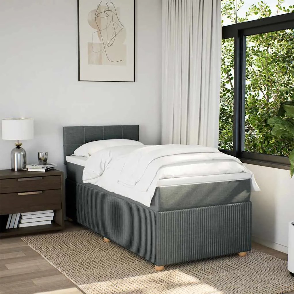 Box spring postel s matrací tmavě šedá 100 x 200 cm textil 3287368
