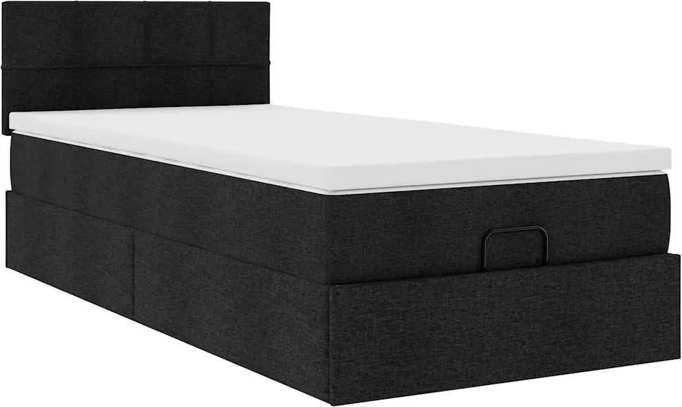 Osmanský rám postele s matrací černá 90x190cm textil 3312272