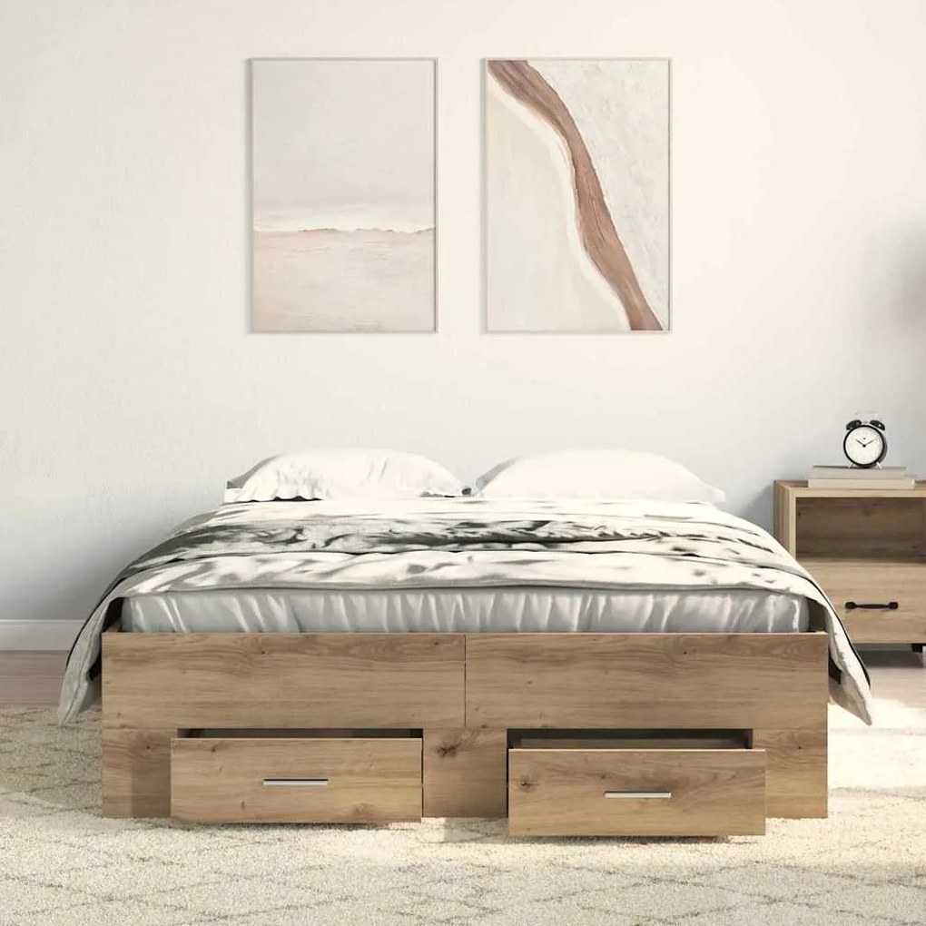 Rám postele Artisanový dub 120 x 200 cm Kompozitní dřevo 3333970