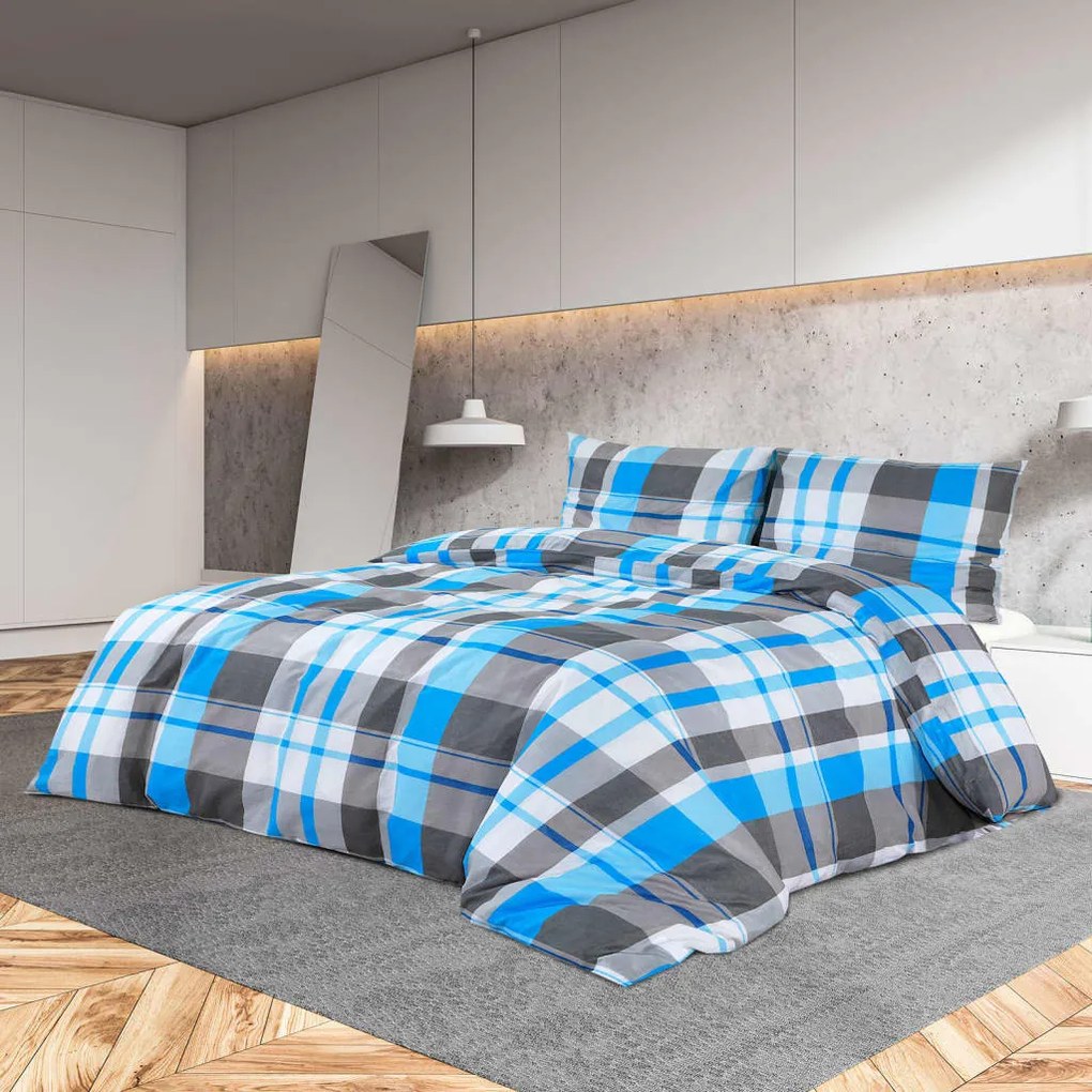 Sada ložního prádla modrá a šedá 200 x 200 cm bavlna 136063