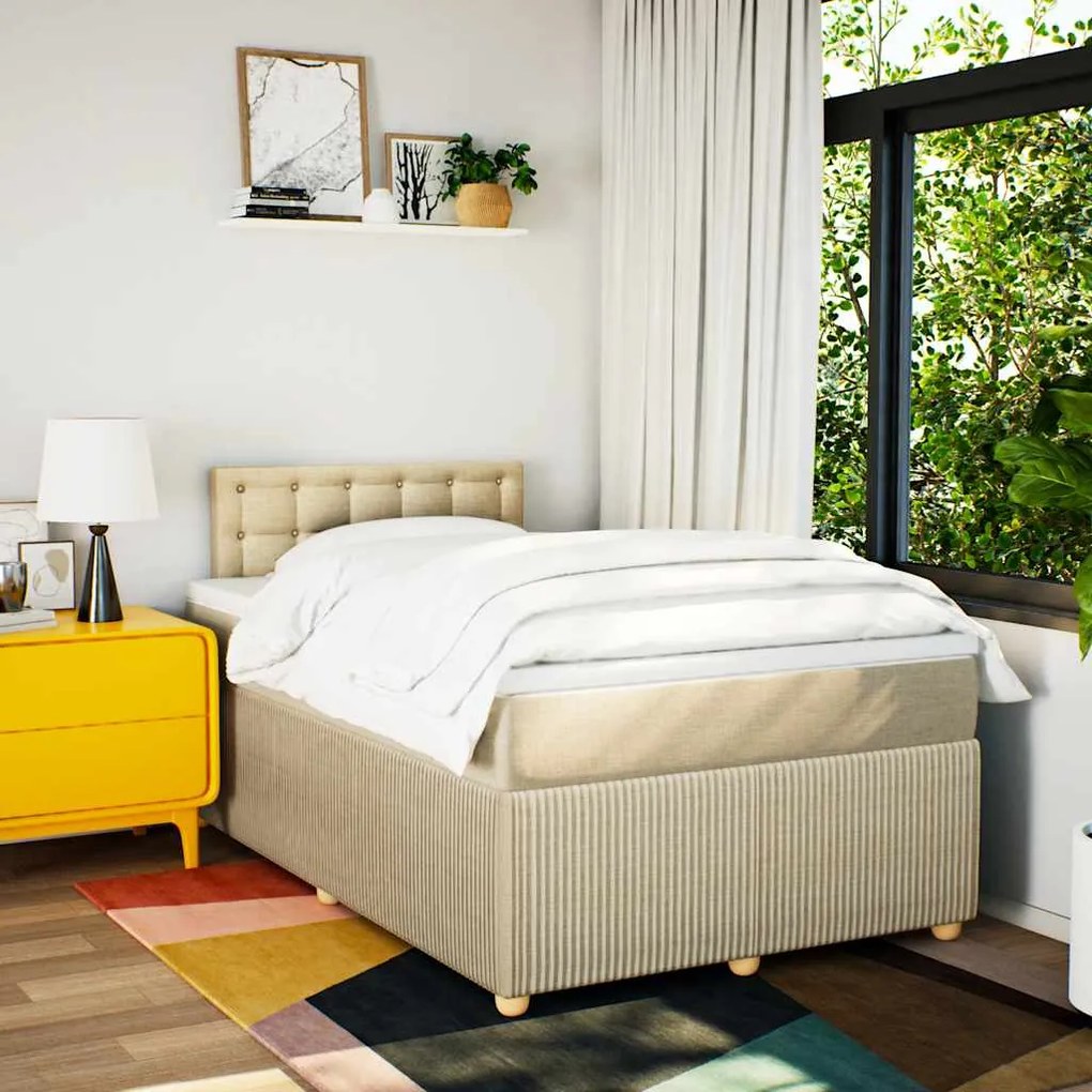 Box spring postel s matrací krémová 120x190 cm textil 3287414