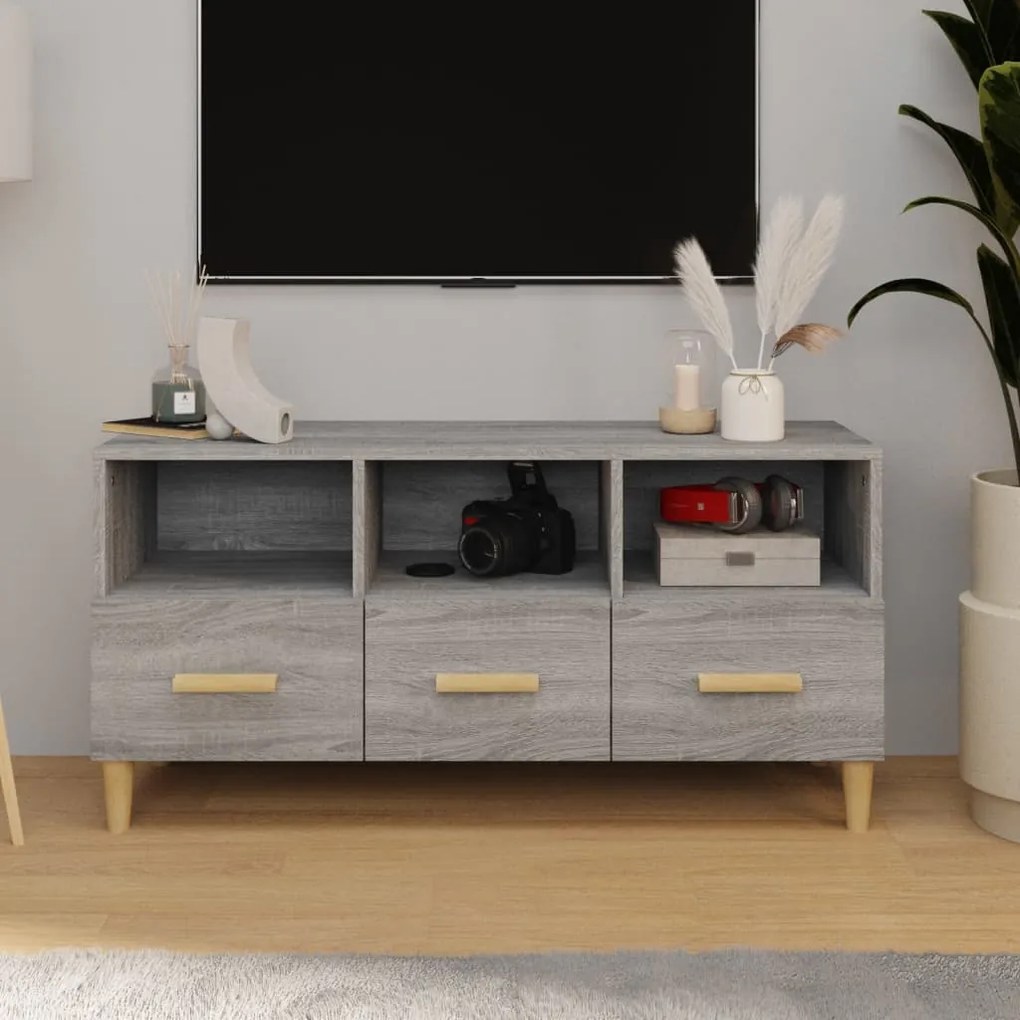 vidaXL TV skříňka 102 x 36 x 50 cm kompozitní dřevo [812604] Barva: Betonová šedá