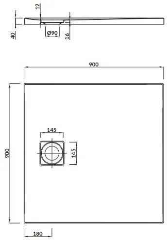 Cersanit TAKO SLIM sprchová vanička 90x90x4 cm + sifon, bílá, S601-122