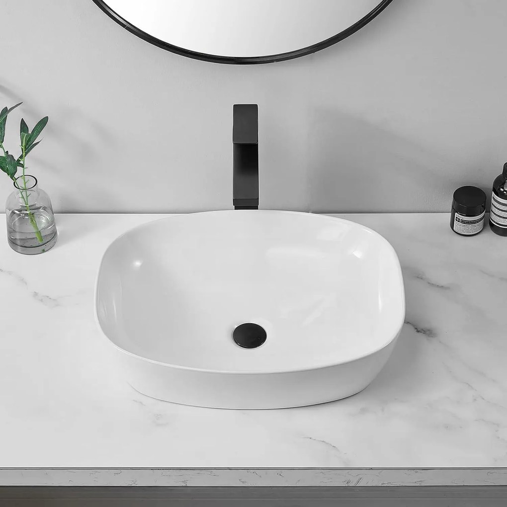 Rea Freja, umyvadlo na desku 490x370x135 mm, bílá lesklá, REA-U6616