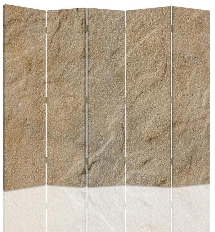 Ozdobný paraván, Pískovec - 180x170 cm, pětidílný, obustranný paraván 360°