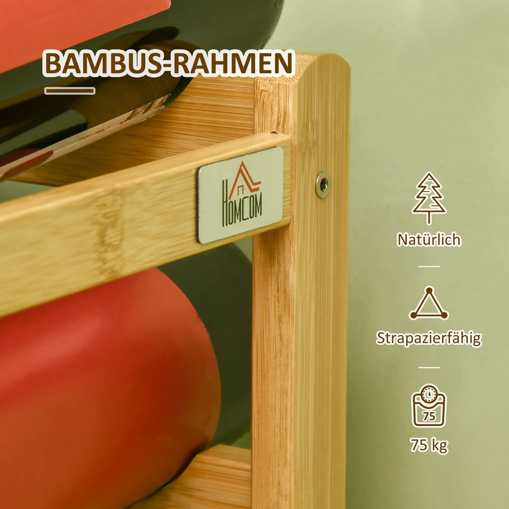 HOMCOM Bambusový stojan na víno na 16 lahví 43x23,5x38cm, stylový design z přírodního dřeva do kuchyně a obývacího pokoje
