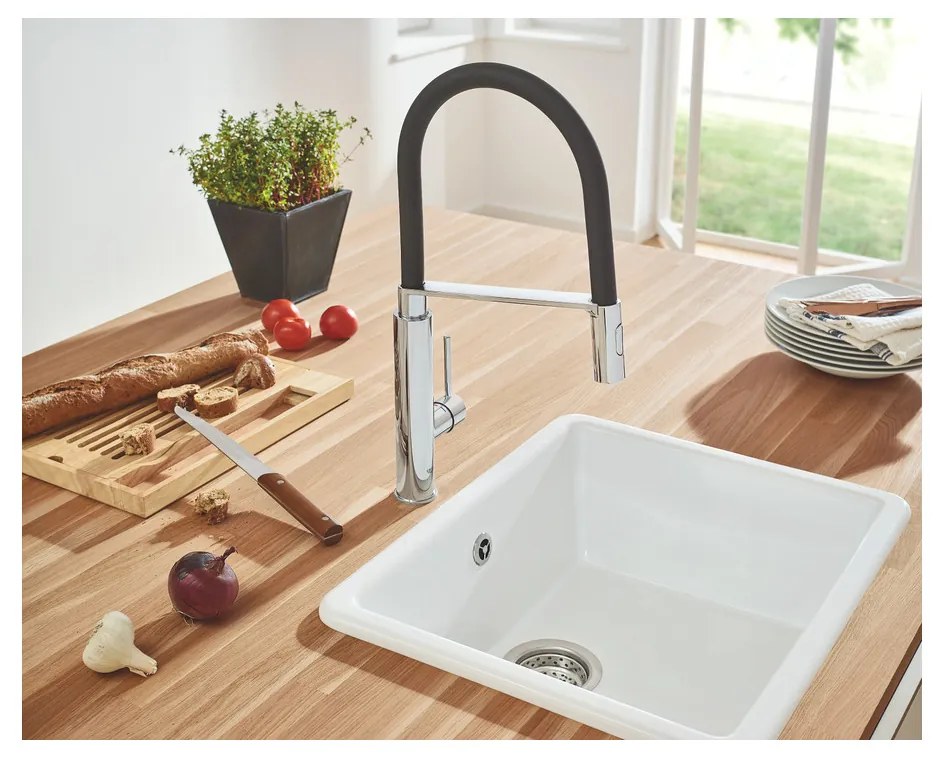 Grohe Concetto - Páková dřezová baterie, silikonové rameno, chrom 31491000