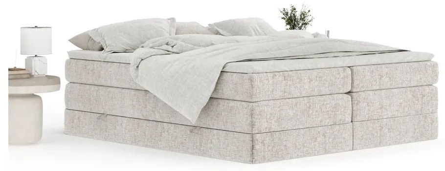 Béžová boxspring postel s úložným prostorem/bez čela 140x200 cm Juniper – Maison de Rêve