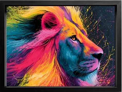 Král neonové džungle - obraz - Barevný lev v moderním stylu 84 - 70 x 100 cm - 1 149 Kč