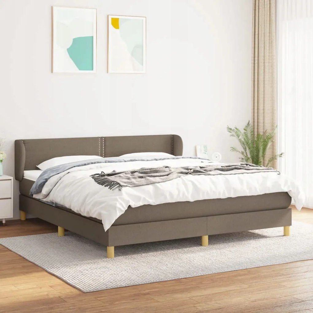 Box Spring Postel S Matrací Textil Taupe Hladké s hřebíky 160 x 200 cm