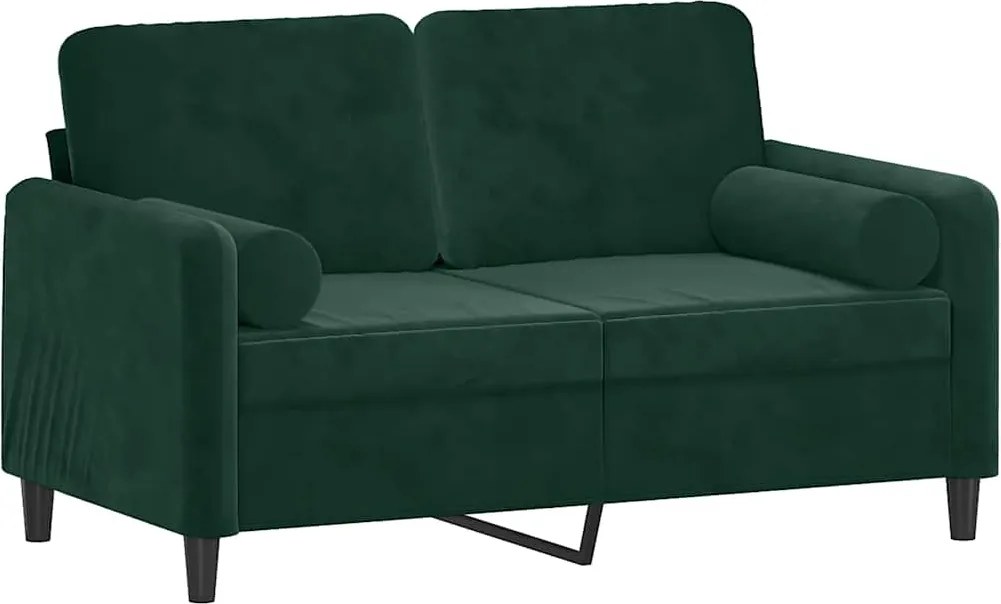 2místná pohovka s polštáři tmavě zelená 120 cm samet 3200873