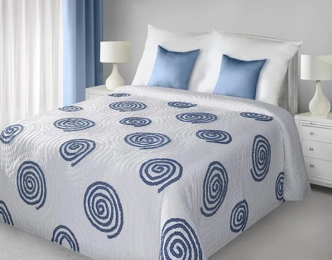 Přehoz na postel HUBERT 220x240 cm bílá/modrá Mybesthome