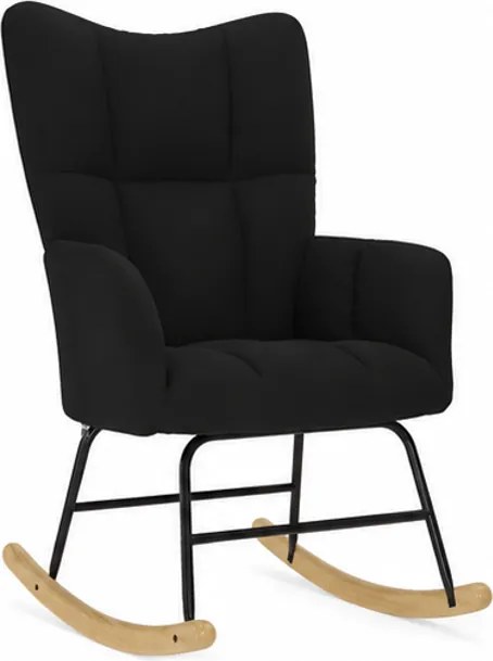 relaxační křeslo, houpací, dřevo/kov/textil, 96x62x79 cm, nohy světlé/černá, Dekorino KR20260134
