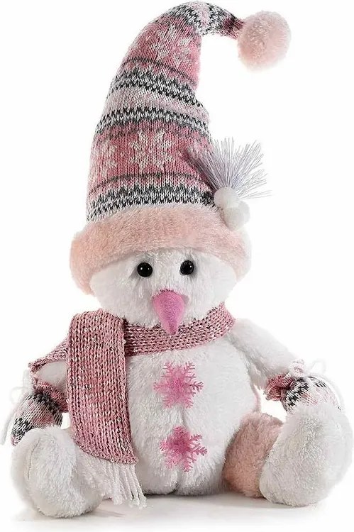 Sněhulák v růžových tónech s dlouhou čepicí 41 cm
