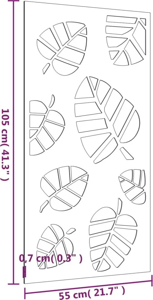 vidaXL Zahradní nástěnná dekorace 105 x 55 cm cortenová ocel List [824488]