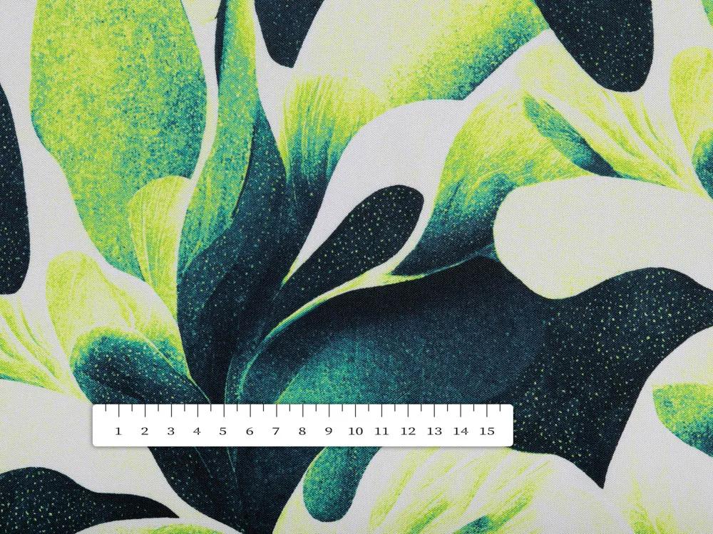 Biante Dekorační čtvercový ubrus Rongo RGP-505 Velké zelené listy 140x140 cm