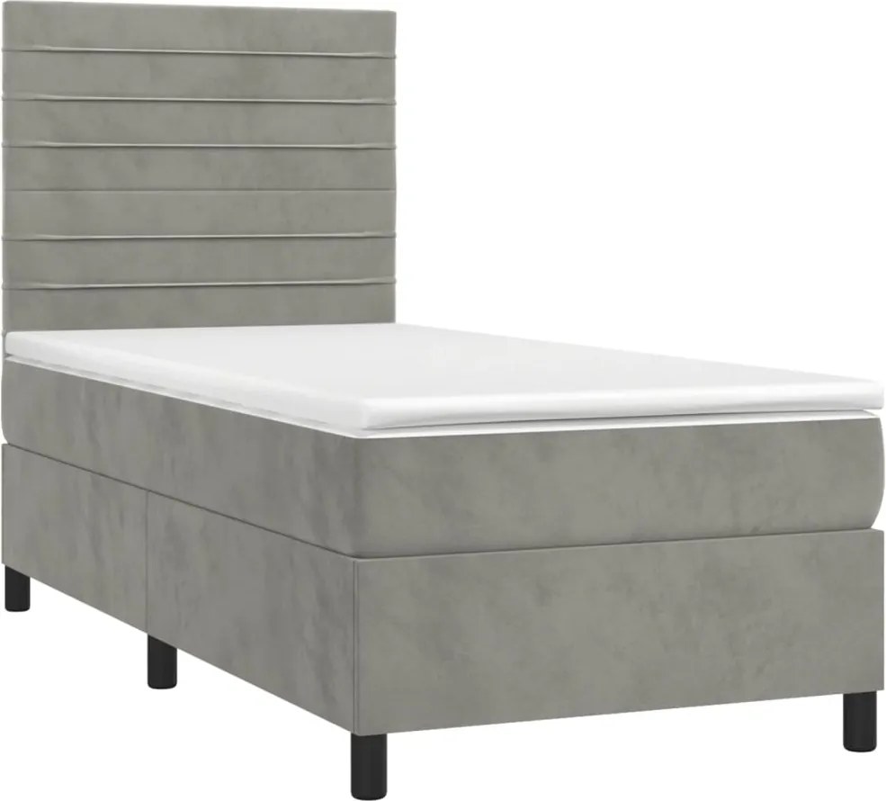 Box spring postel s matrací světle šedá 100x200 cm samet 3143067