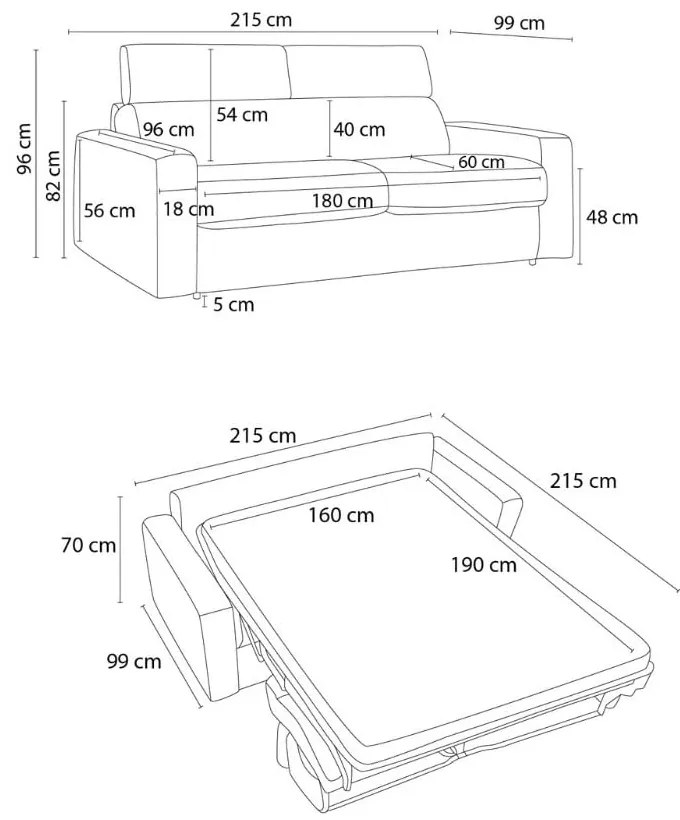 Rozkládací pohovka v hořčicové barvě 215 cm Monaco – Bobochic Paris