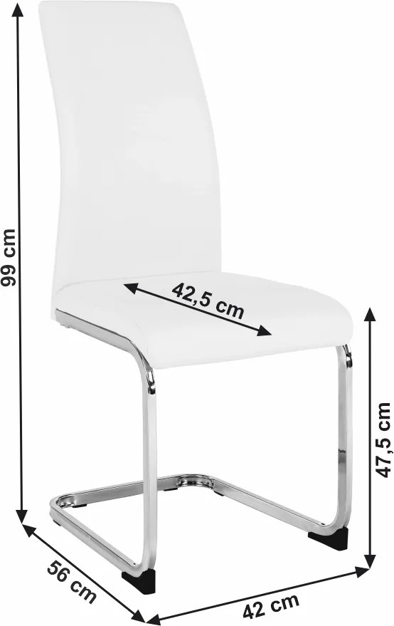 Jídelní židle PRESTIN - ekokůže, bílá / chrom