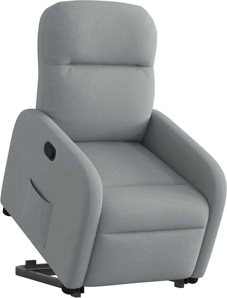 Zvedací polohovací křeslo světle šedé textil 3302972