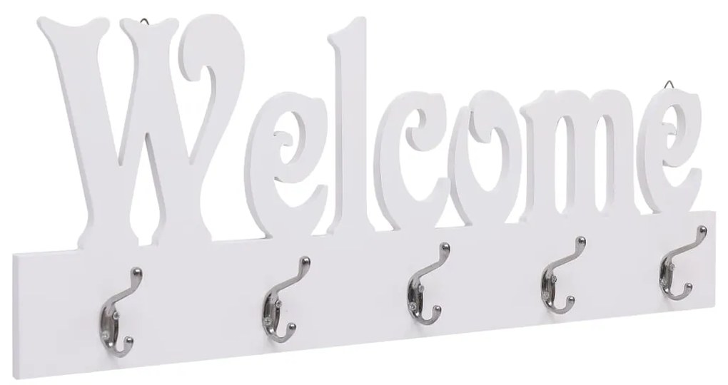 284247 vidaXL Nástěnný věšák WELCOME bílý 74 x 29,5 cm