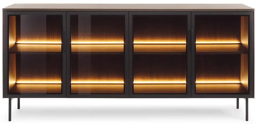LUMI d | komoda 181 4D + LED | 181 cm | dub dunin/černá
