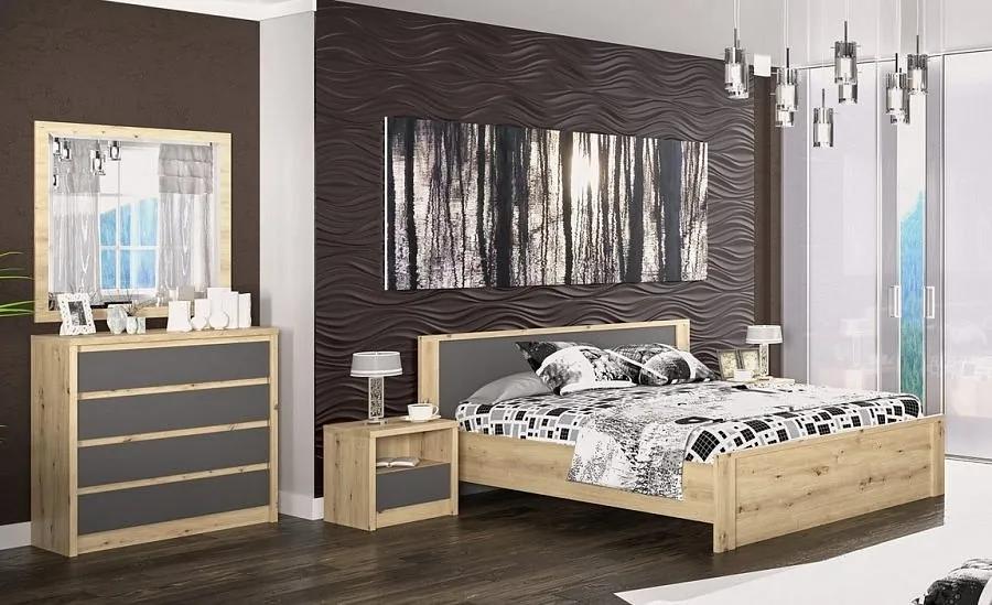 Casarredo - Komfort nábytek Ložnice DOMINIKA dub artisan/šedý (postel 160, 2x NS, komoda 4S)