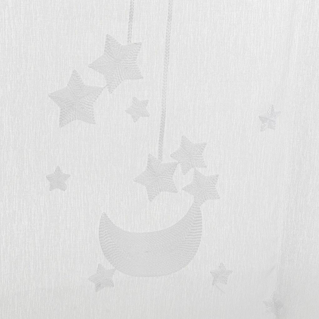 Atmosphera for Kids Dětská záclona vyšívané bílé hvězdy 140 x 240 cm