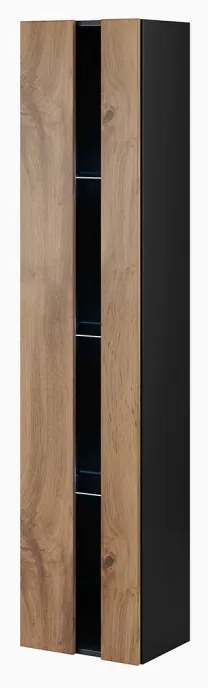 Vitrína Zigo New 180, Osvětlení: osvětlení LED RGB - barevné, Barva: černý / černý lesk