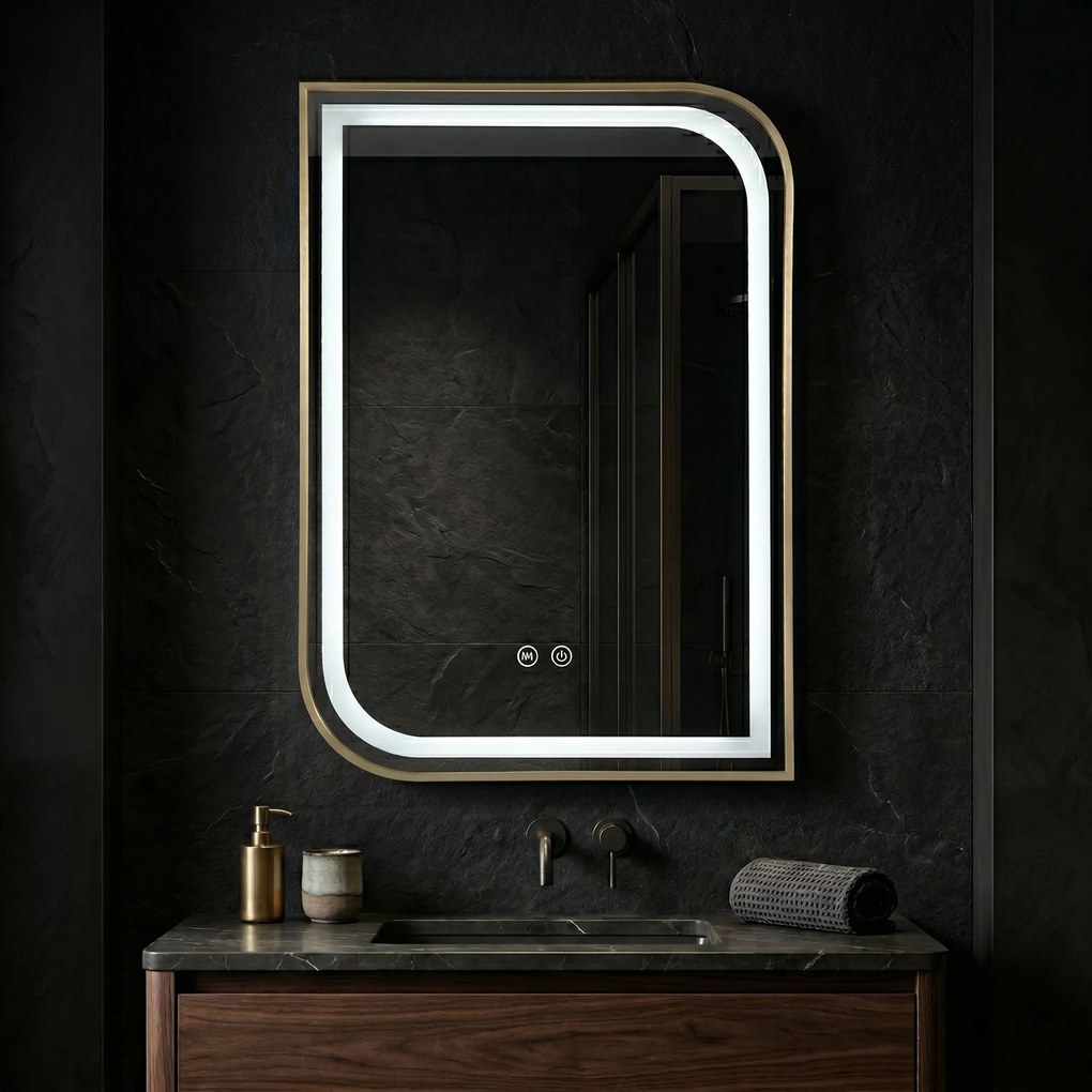 Rea Zone, LED zrcadlo, 60x80 cm, zlatá matná, HOM-00209