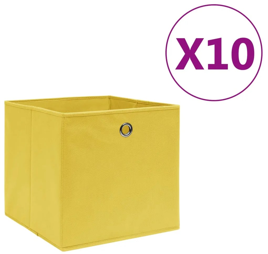 Úložné boxy 10 ks netkaná textilie 28 x 28 x 28 cm žluté