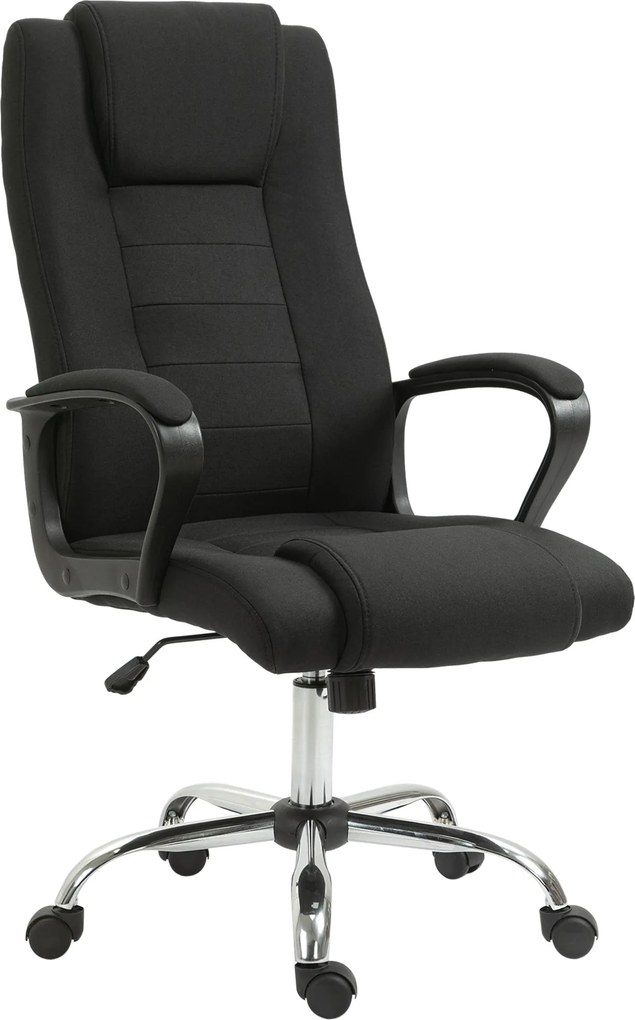 Kancelářská židle Vinsetto s funkcí houpání a opěrkou hlavy, ergonomická pracovní židle, otočná, výškově nastavitelná, černá s texturou lnu 62 x 76 x