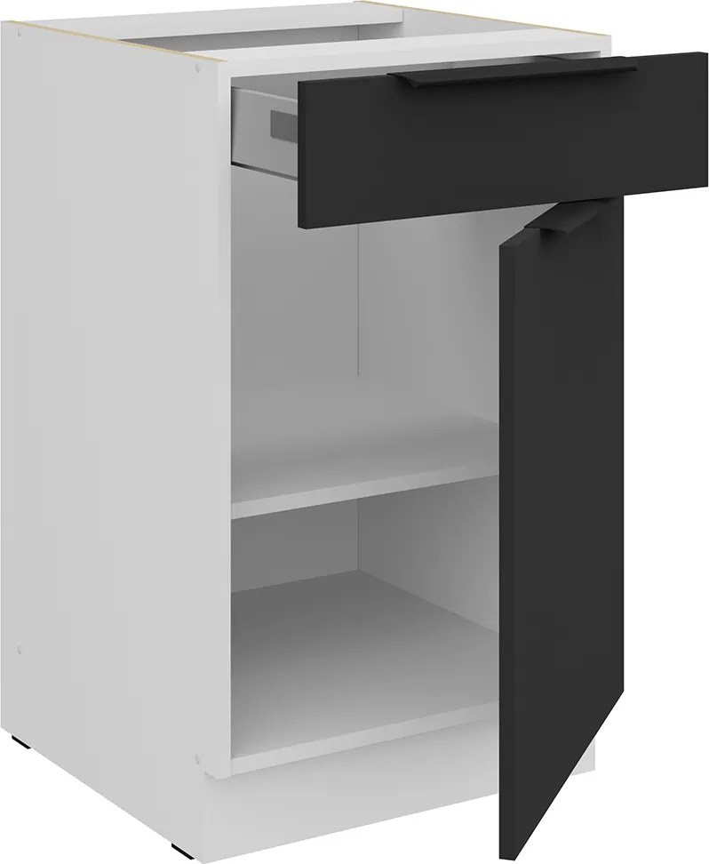 ARIA bc | dolní skříňka 50 D 1F 1S policová se zásuvkou | 50 cm | PREMIUM BOX | bílá/černá