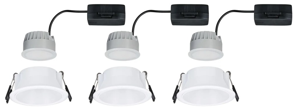 Paulmann 94870 LED Cole, set bodovek v bílé úpravě, 3x6,5W LED 2700K tříkrokové stmívání, prům. 8,8cm, IP44