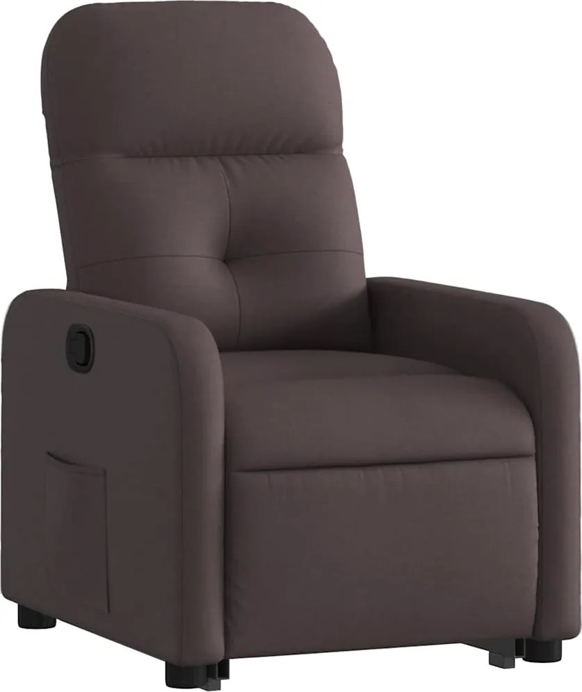 Zvedací polohovací křeslo tmavě hnědé textil 3206800