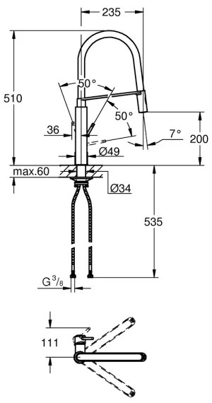 GROHE 31491000 - Dřezová baterie CONCETTO s profesionální sprchou lesklý chrom