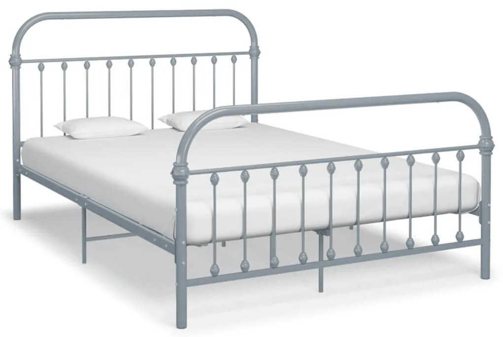 284506 vidaXL Rám postele šedý kov 120 x 200 cm